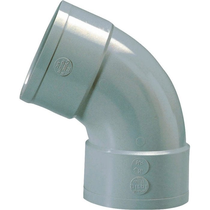 Raccord PVC gris coudé 67°30 - diamètre 50 mm - Double emboîture ...