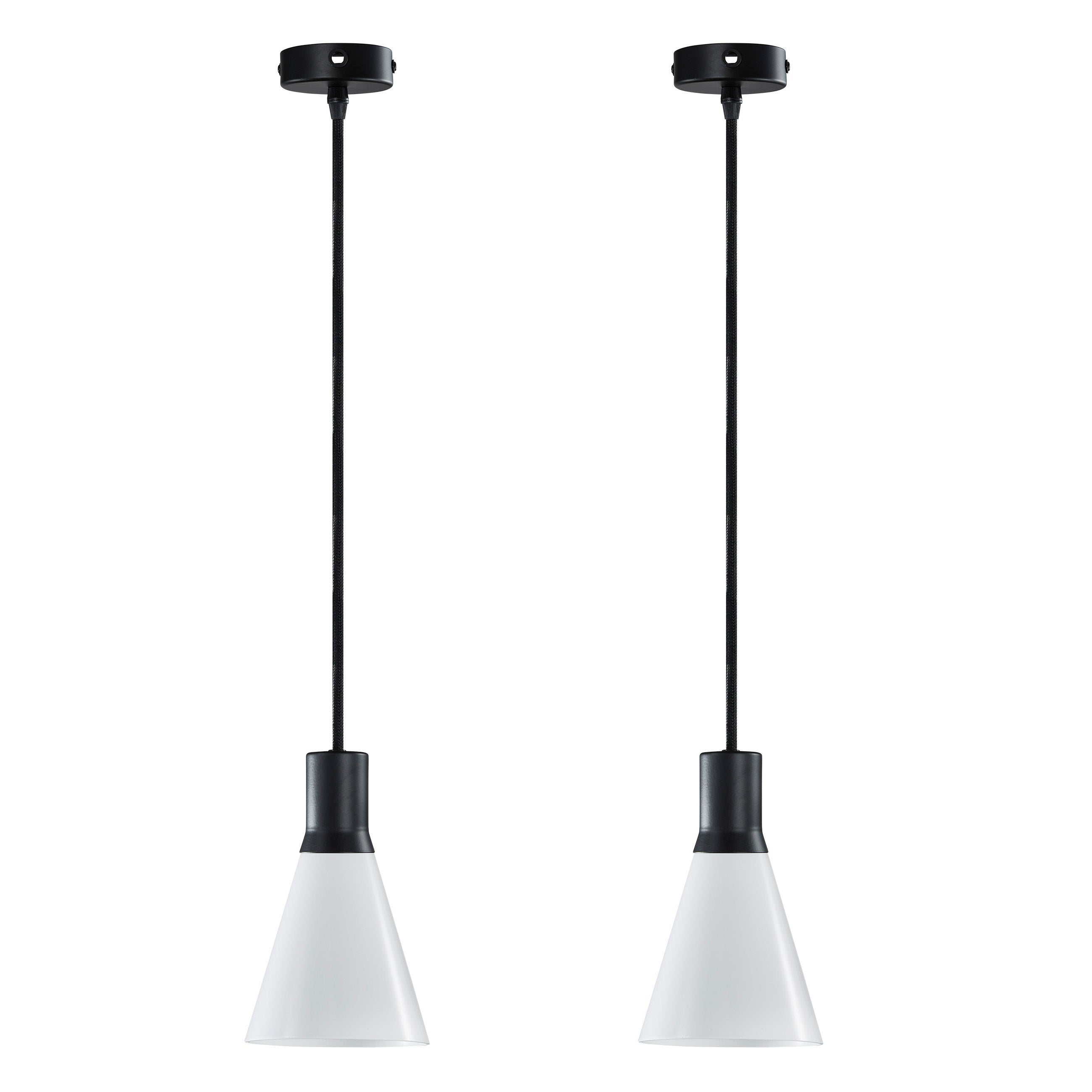 Suspension en métal noir mat et verre opale, h 26 cm d 13 cm Gent 2 ...