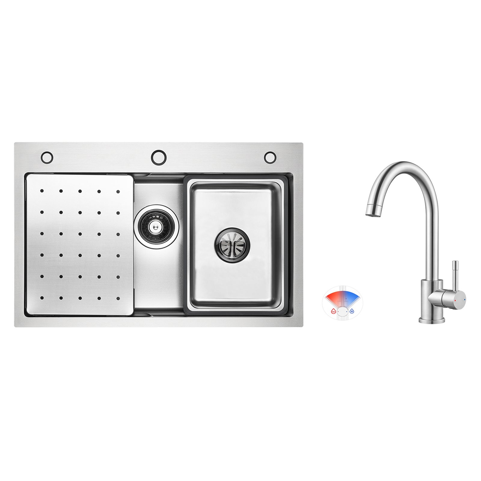 Évier 1 Bac 70×45×21.5CM Évier Inox Argent avec Egouttoir,Vasque ...