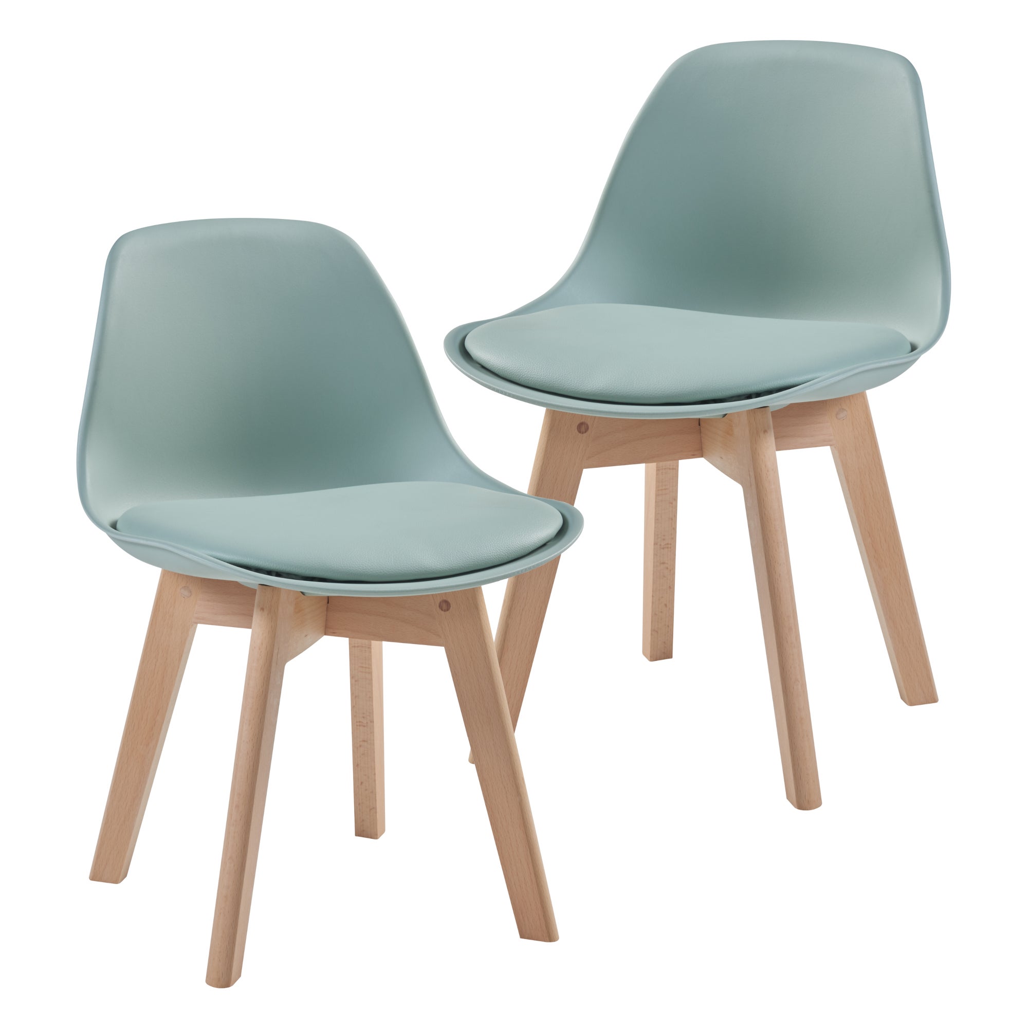 Set de 2 Sillas Infantiles Elvdal plástico/haya/PU 56x38x33 cm - Verde ...
