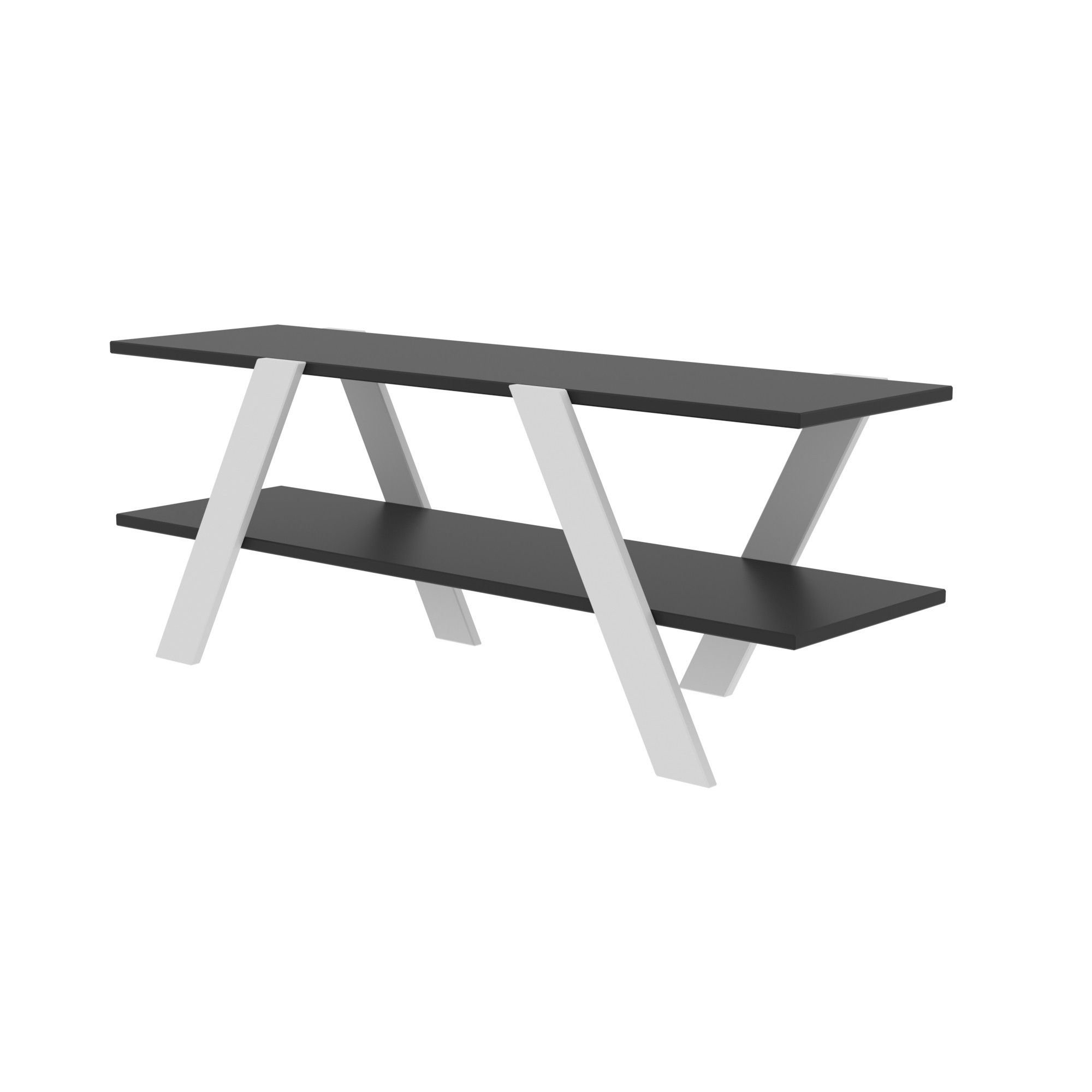 Meuble TV design en X 2 étagères Farandol 120cm Blanc et Gris | Leroy ...