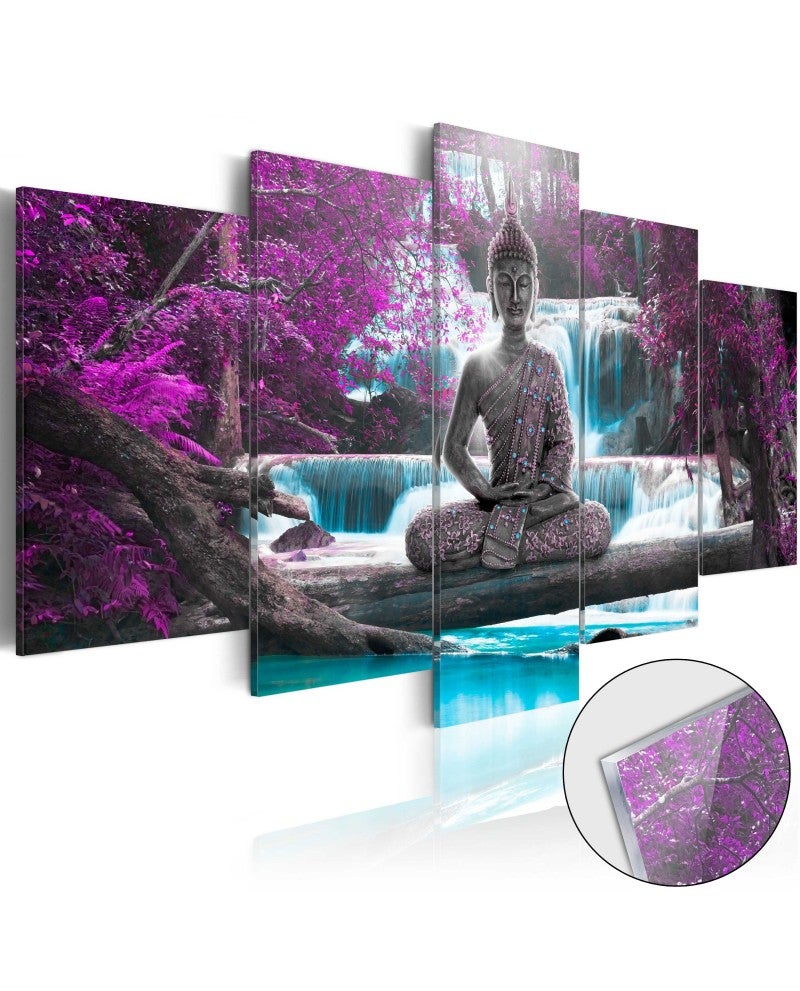 Tableau sur verre acrylique - Waterfall and Buddha [Glass] 100x50 ...