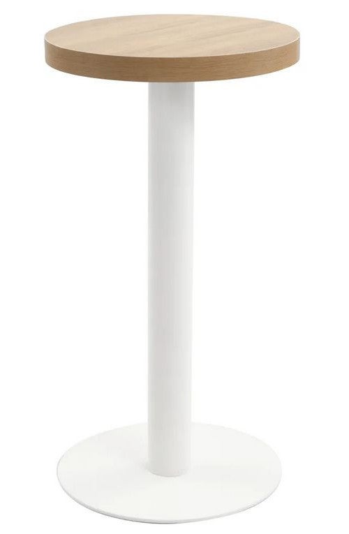 Table de bar ronde bois clair et pieds métal blanc Beth D 40 cm | Leroy ...