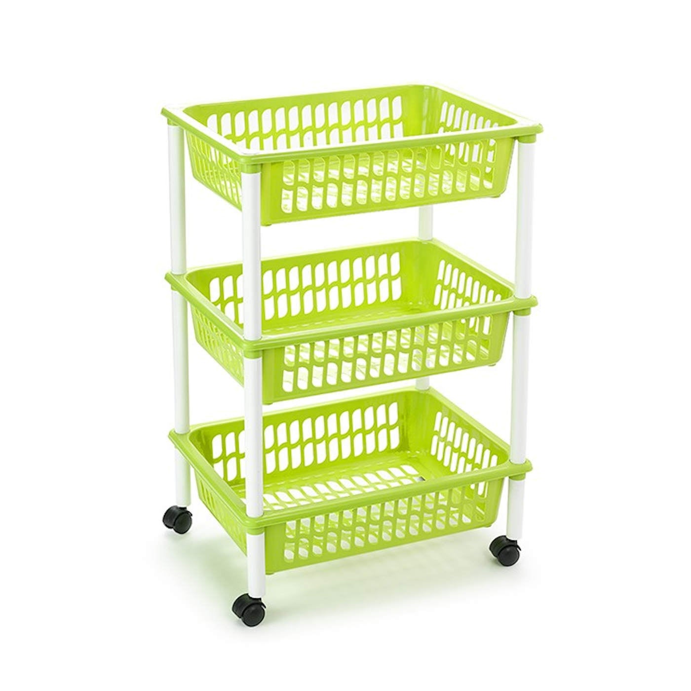 Carro verdulero verde pistacho modelo PLFT 3 cestas y ruedas 40 x 30 x ...
