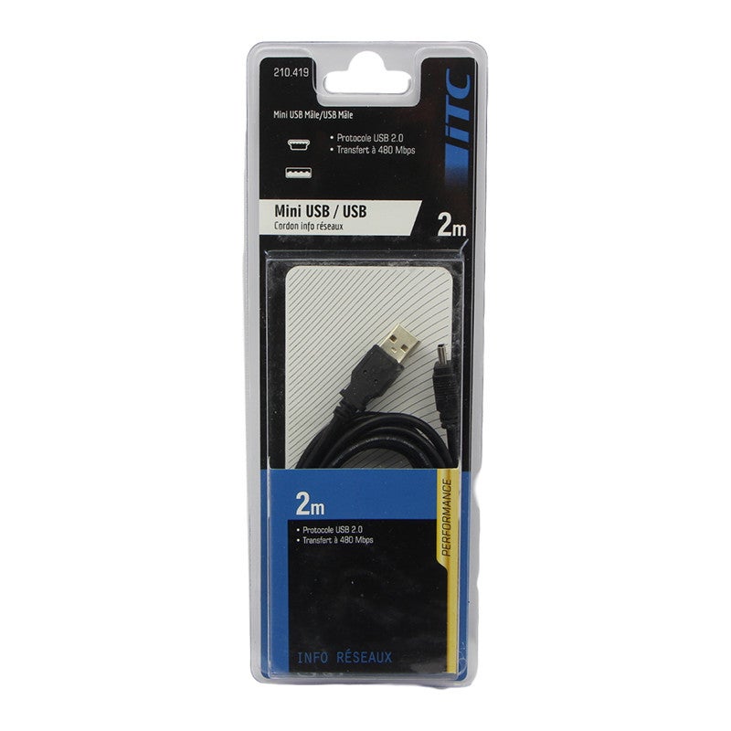 Cordon usb-a m/mini usb-b 2m longueur 2m - usb-a/mini usb-b Itc 302486 ...