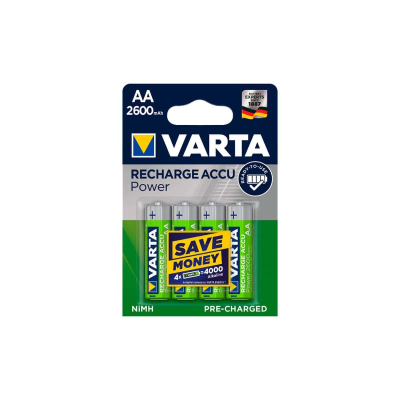 4 Piles LR06 VARTA AA Accu Power Rechargeables 2600mAh | Leroy Merlin