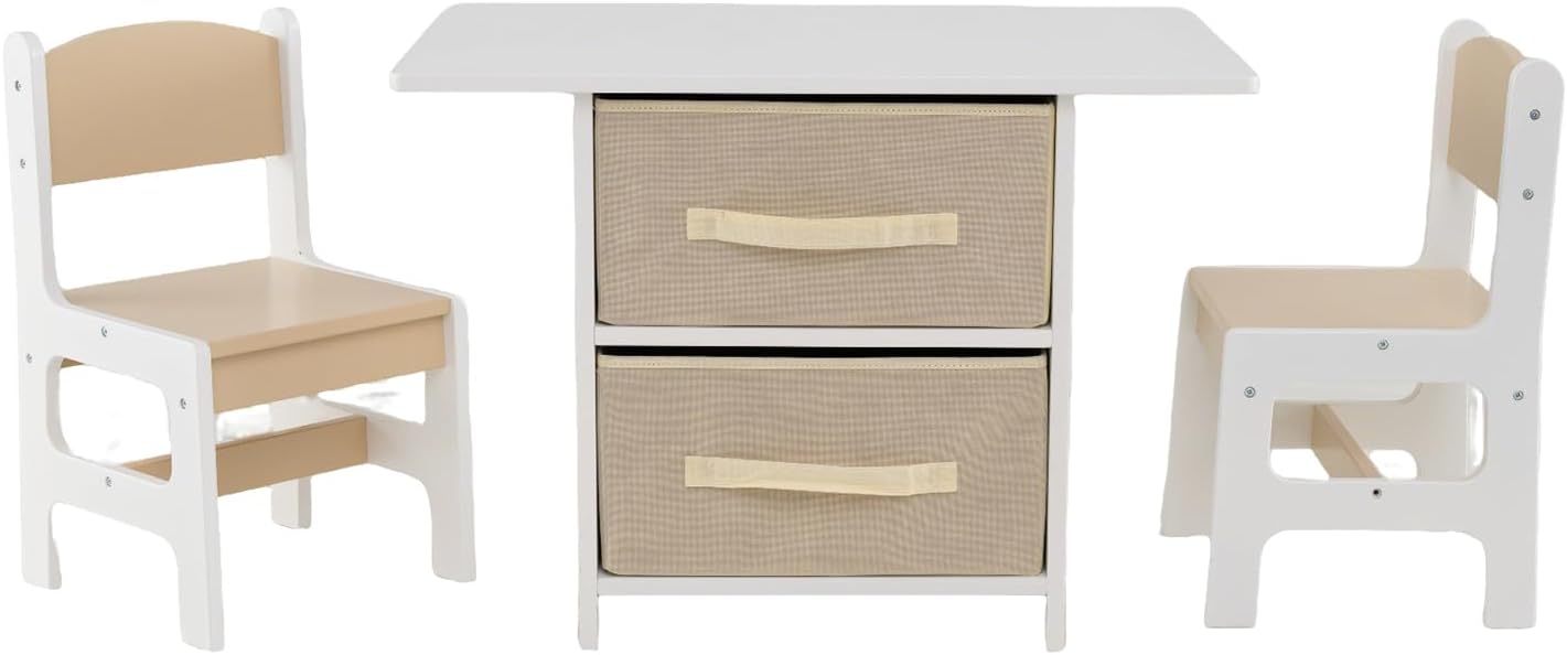 Table Enfant avec 2 Chaises, Table d'Activités Enfant avec Rangement ...
