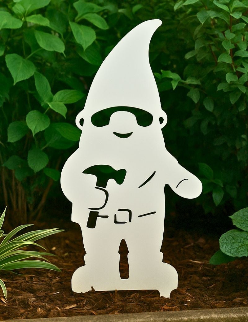 Nain de jardin Blanc en métal debout H. 40 cm - madecoupesurmesure ...
