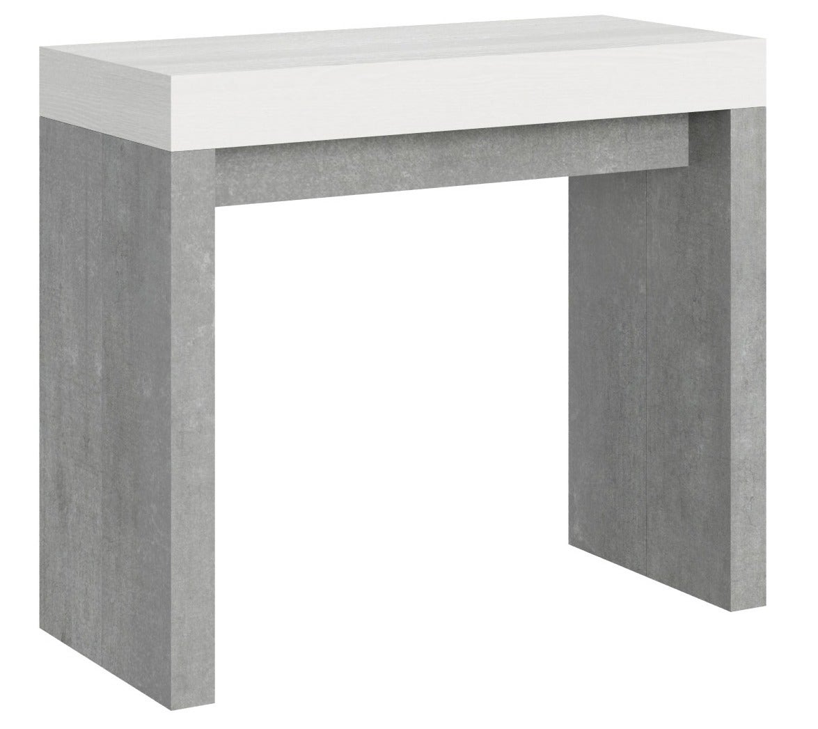 Console extensible blanche et gris béton 40 à 300cm Ribo-Sur roulettes ...