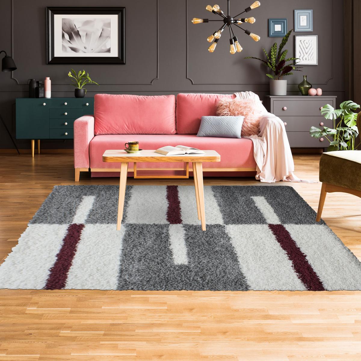 Tapis shaggy RECTAN 200x290 rouge | Leroy Merlin