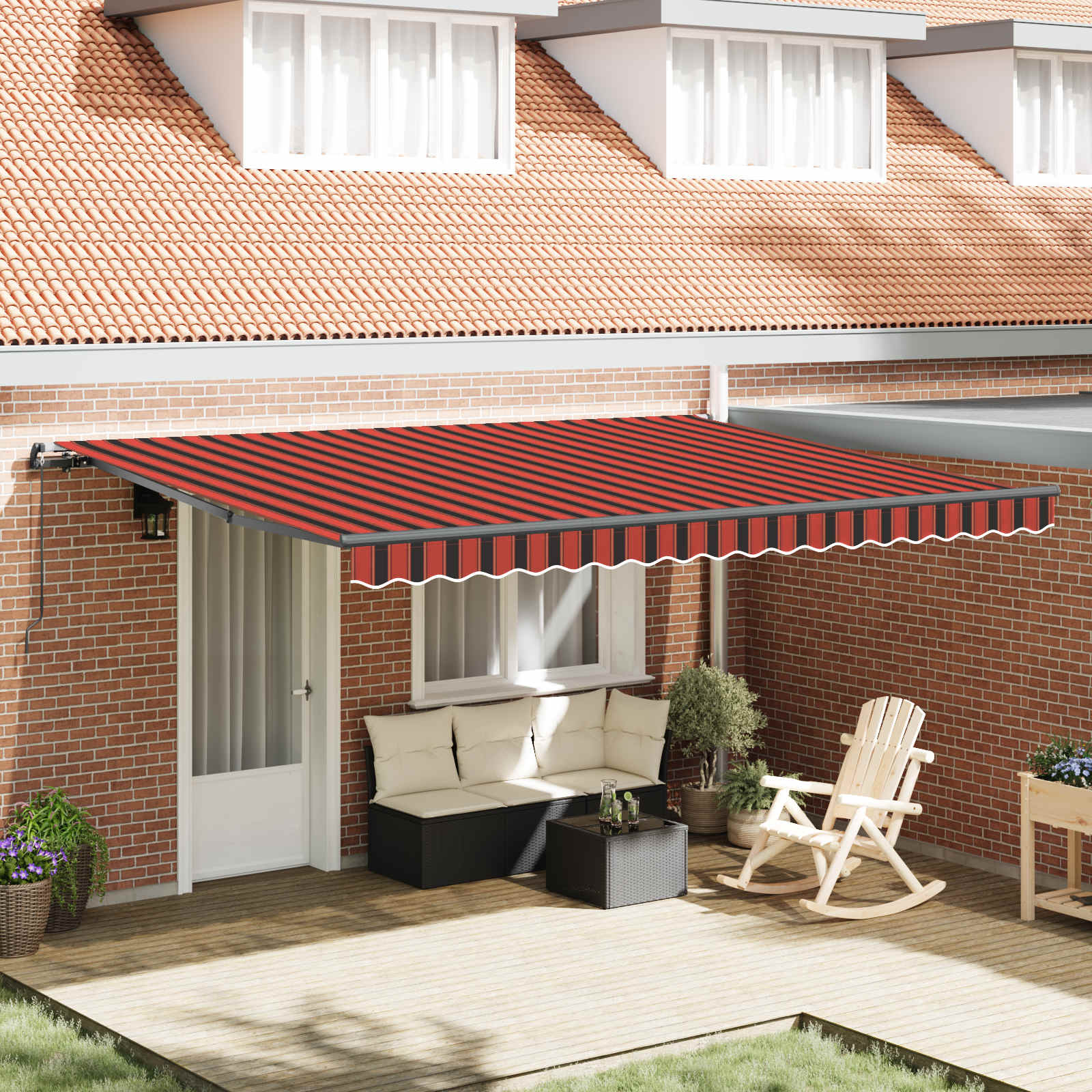 Maison Exclusive - Toldo retráctil Naranja y marrón 450 x 300 cm ...
