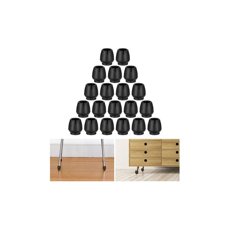20x Protection Pied de Chaise Antidérapant Noir Embout de Chaise avec ...