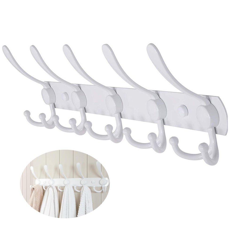 Porte-manteau mural robuste avec 5 crochets muraux triples, crochets en ...