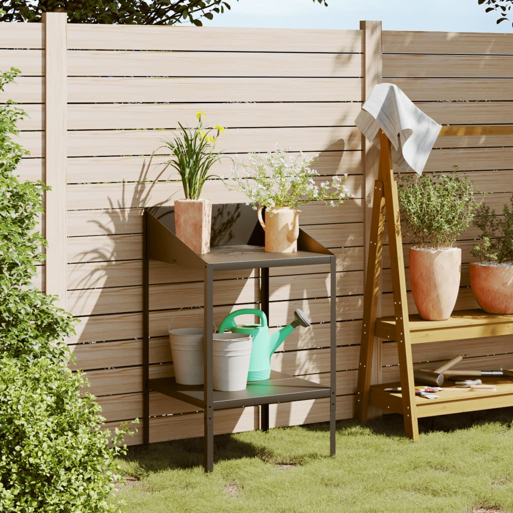 Support pour plantes anthracite 56,5x54,5x100cm acier galvanisé | Leroy ...