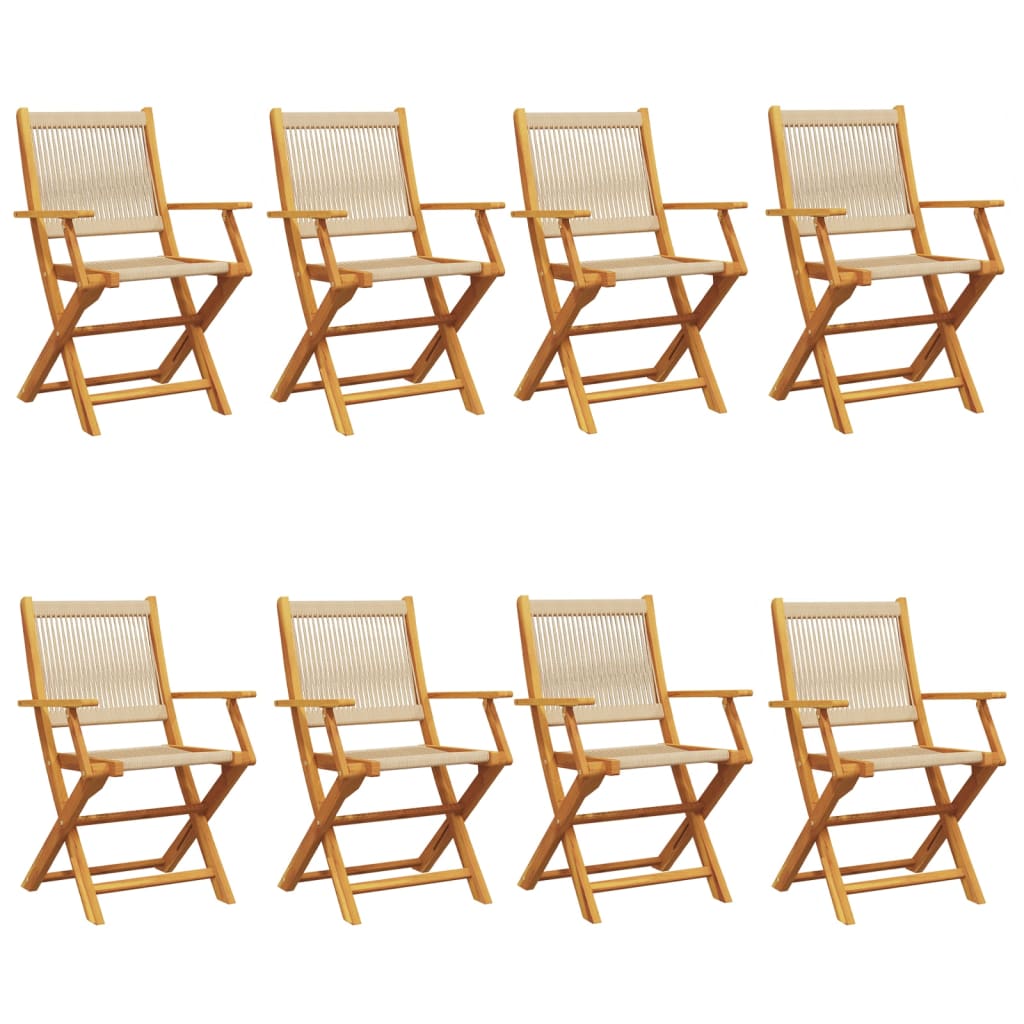 Chaises de jardin pliantes 8 pcs bois d'acacia massif beige | Leroy Merlin
