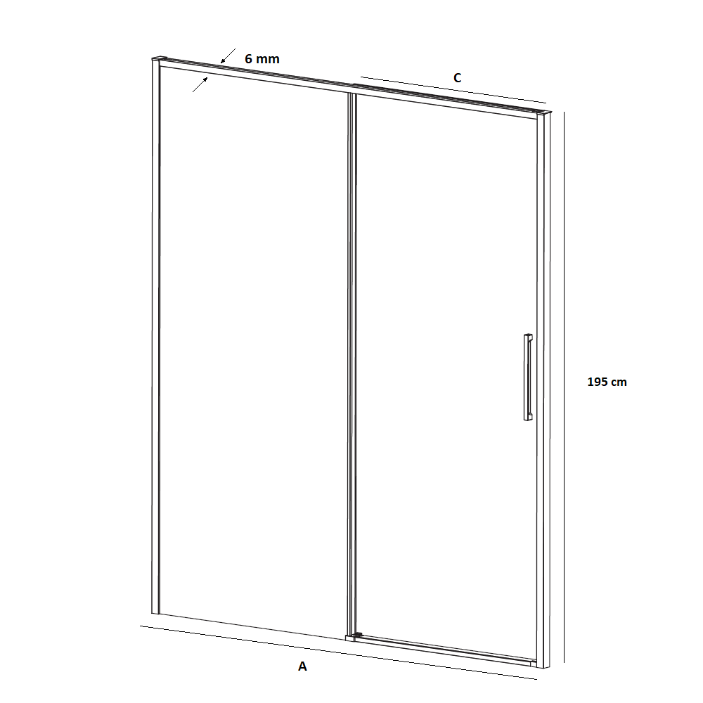 Paroi de douche fixe + coulissante à portée DELTA (167 - 169.6cm ...