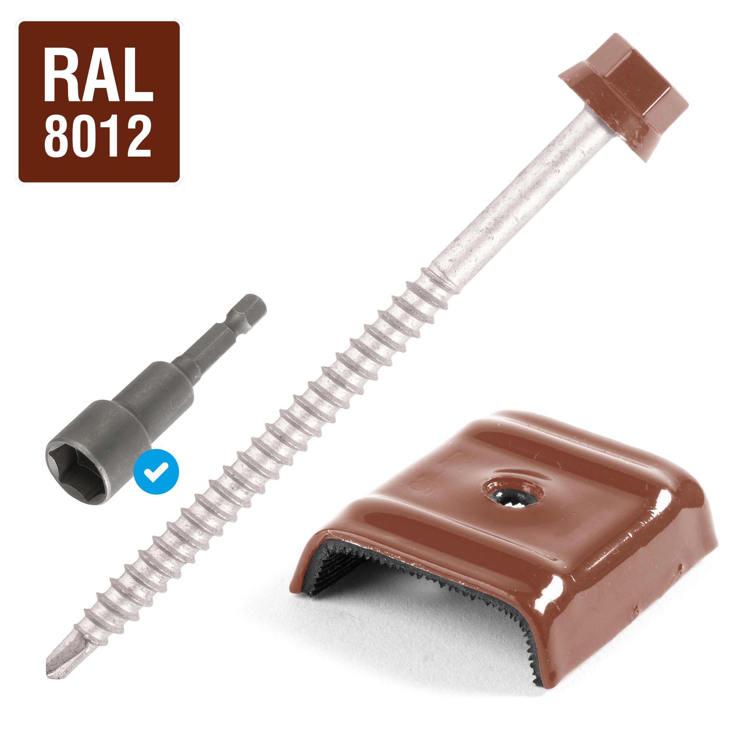 Kit 50 fixations bac acier sur bois Ø6,3 x 100 ROUGE RAL8012 SCELL-IT ...