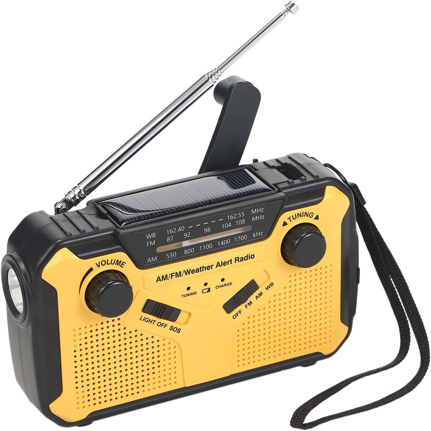 Radio FM/AM digital solar WB: Manivela, para exteriores, luz LED, SOS ...