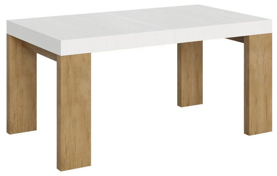 Table rectangulaire extensible blanche et bois naturel 160 à 420cm Ribo ...