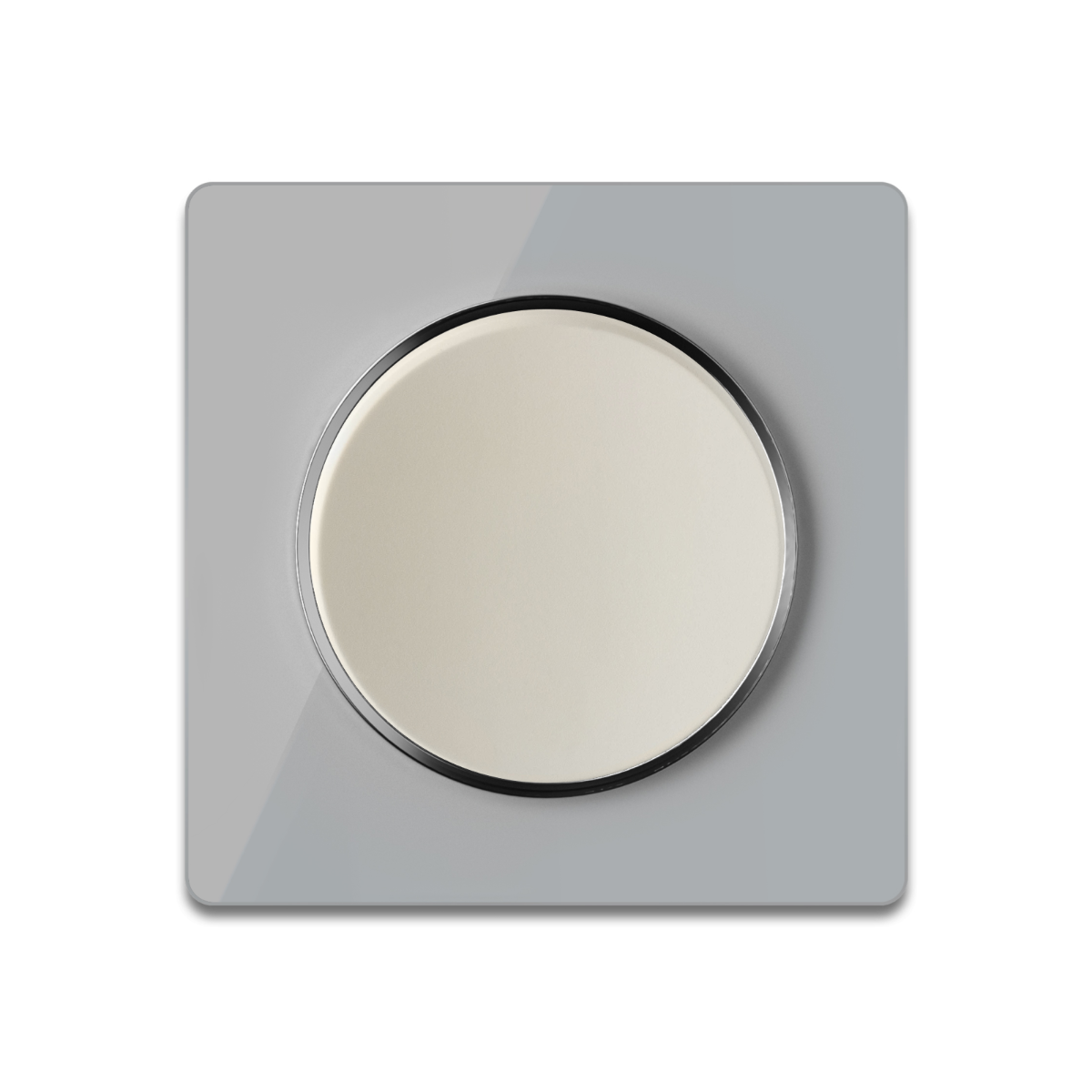 Interrupteur simple allumage beige avec plaque de finition verre - gris ...