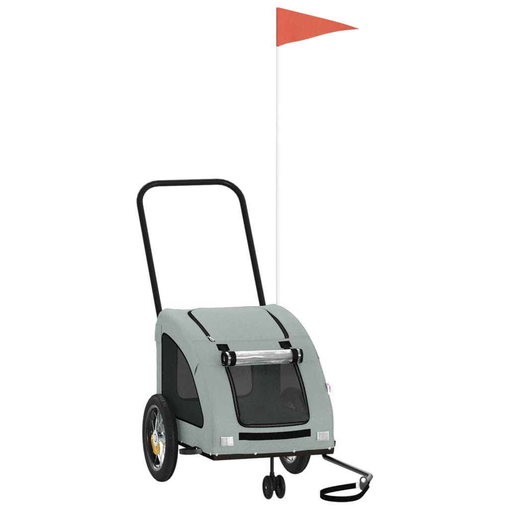 Remolque de bicicleta mascotas hierro tela Oxford gris CFW12291 | Leroy ...