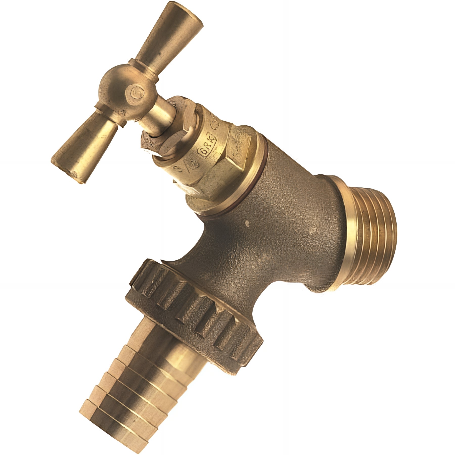 Robinet d'arrosage oblique avec raccord au nez - filetage diamètre 1/2 ...
