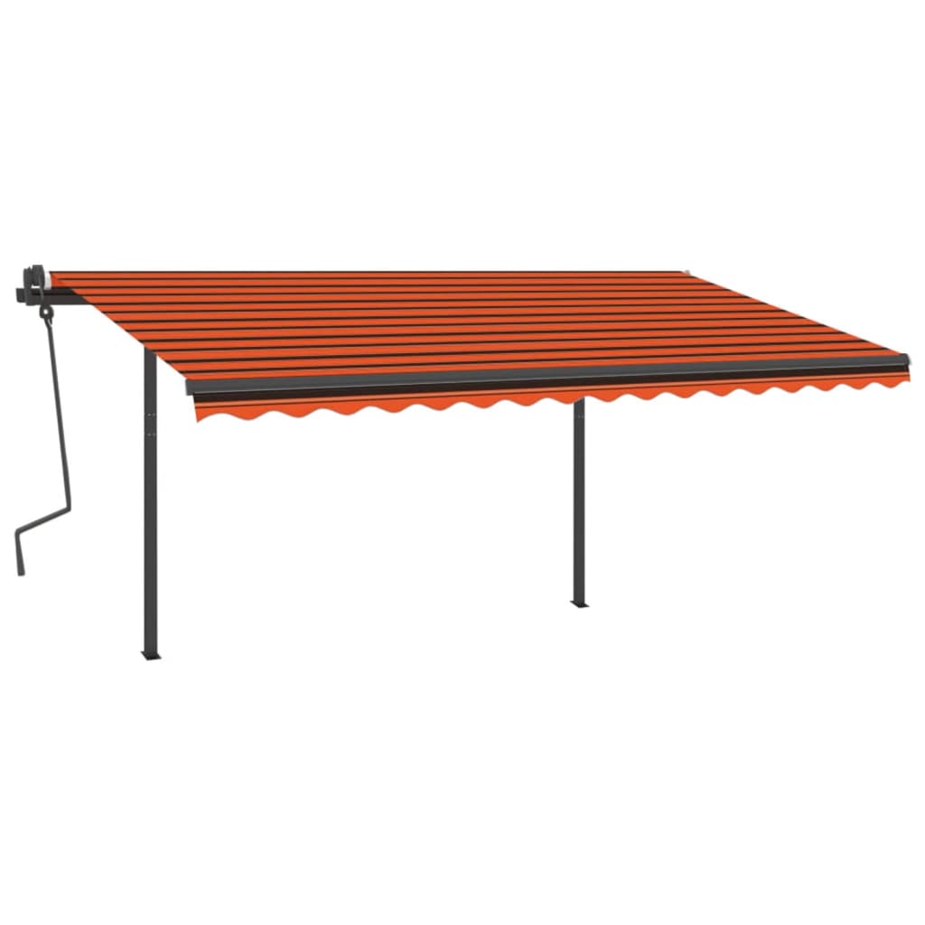Store banne rétractable automatique avec poteaux orange et marron 4x3,5 ...