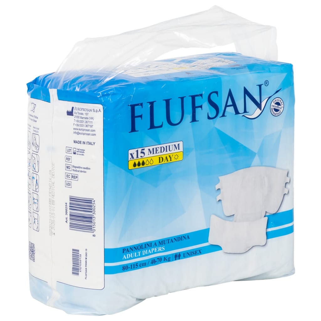 Flufsan Pañales para adultos desechables 15 unidades talla M / m ...