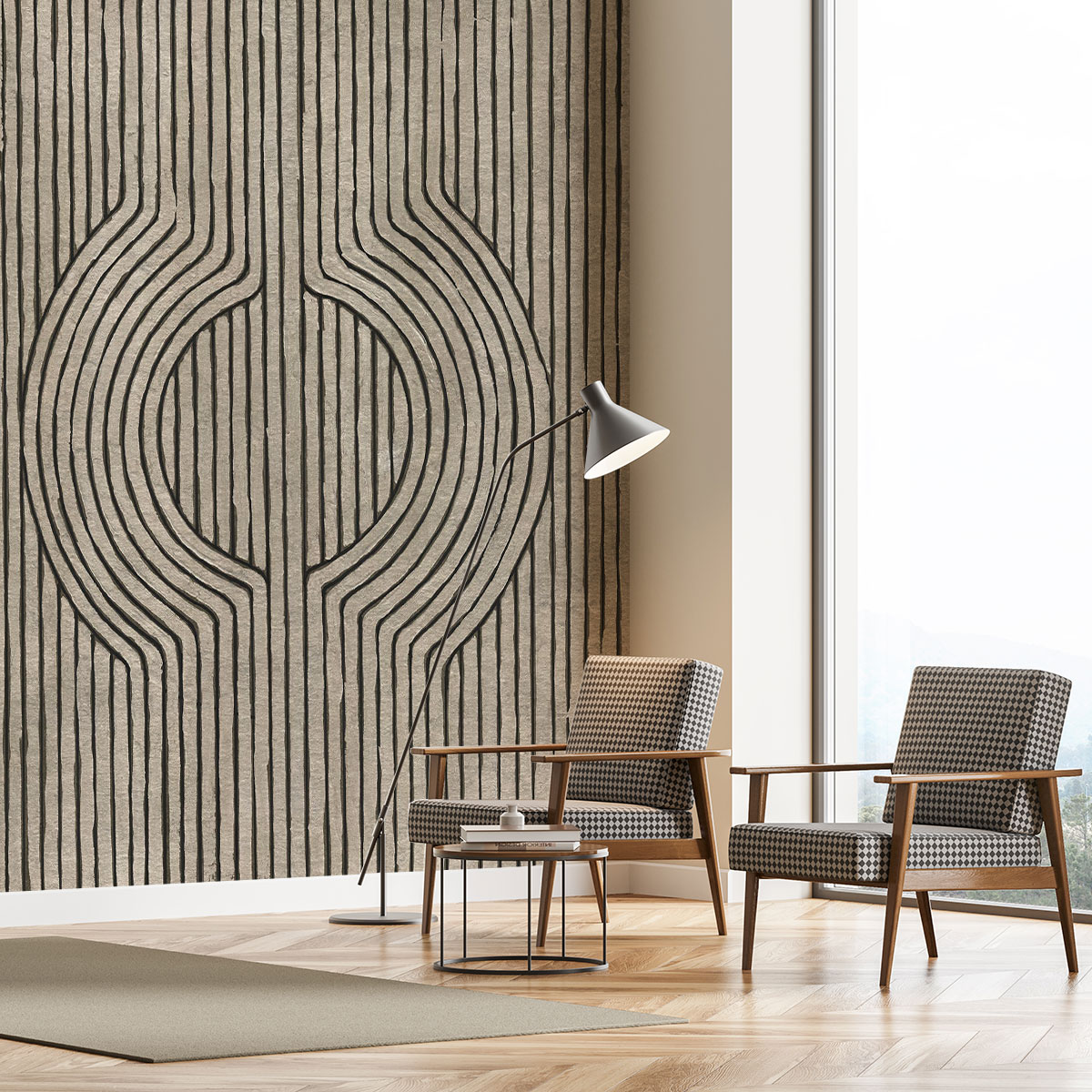 Papier peint graphique bois de cedre | Leroy Merlin