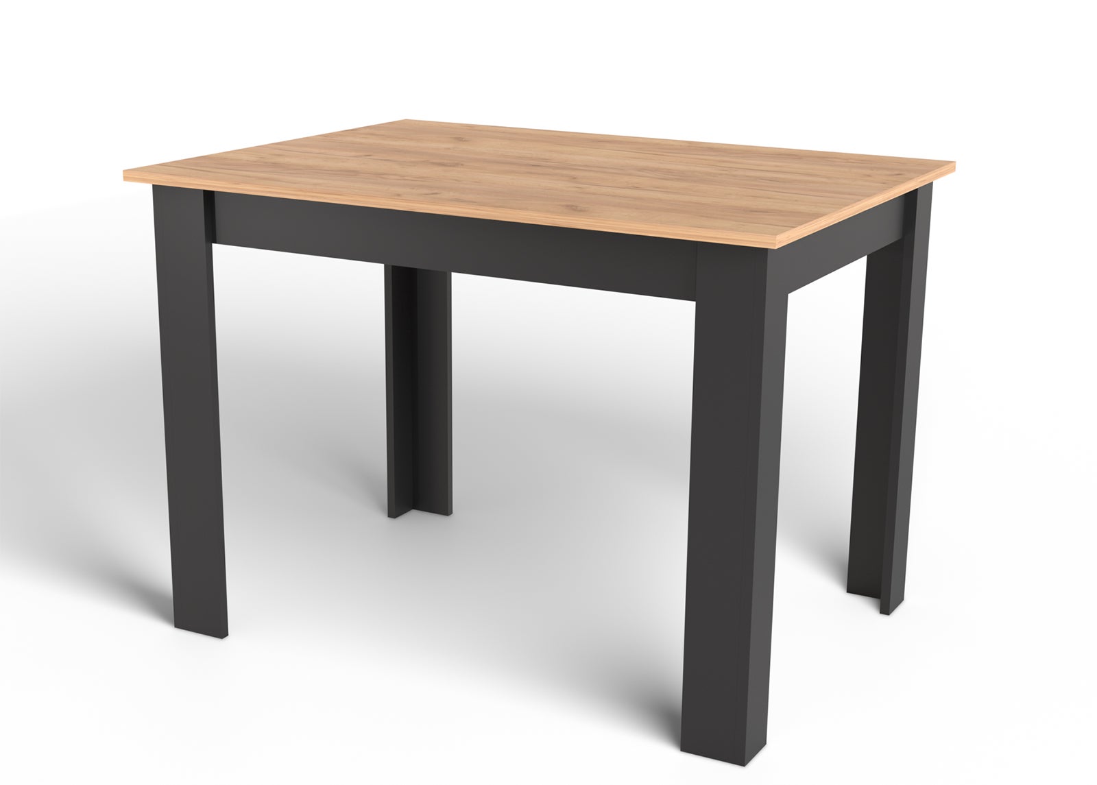 Table à manger rectangulaire moderne 80x120 cm, craft chêne + noir ...