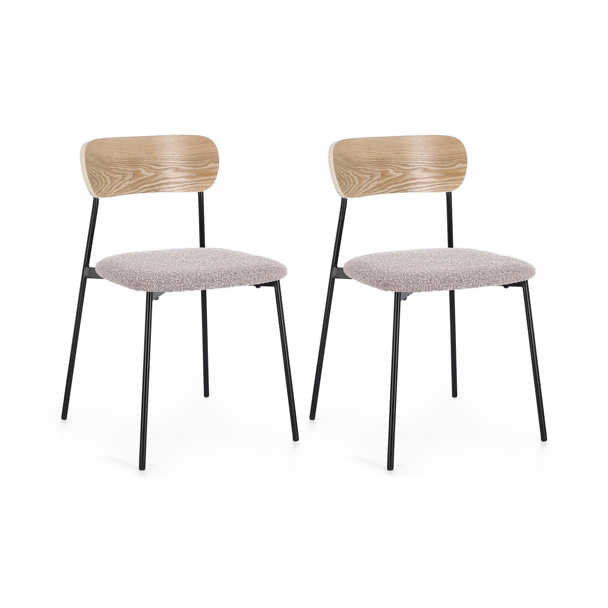 Lot de 2 chaises 46x49x76,5 cm avec assise en tissu bouclette gris ...