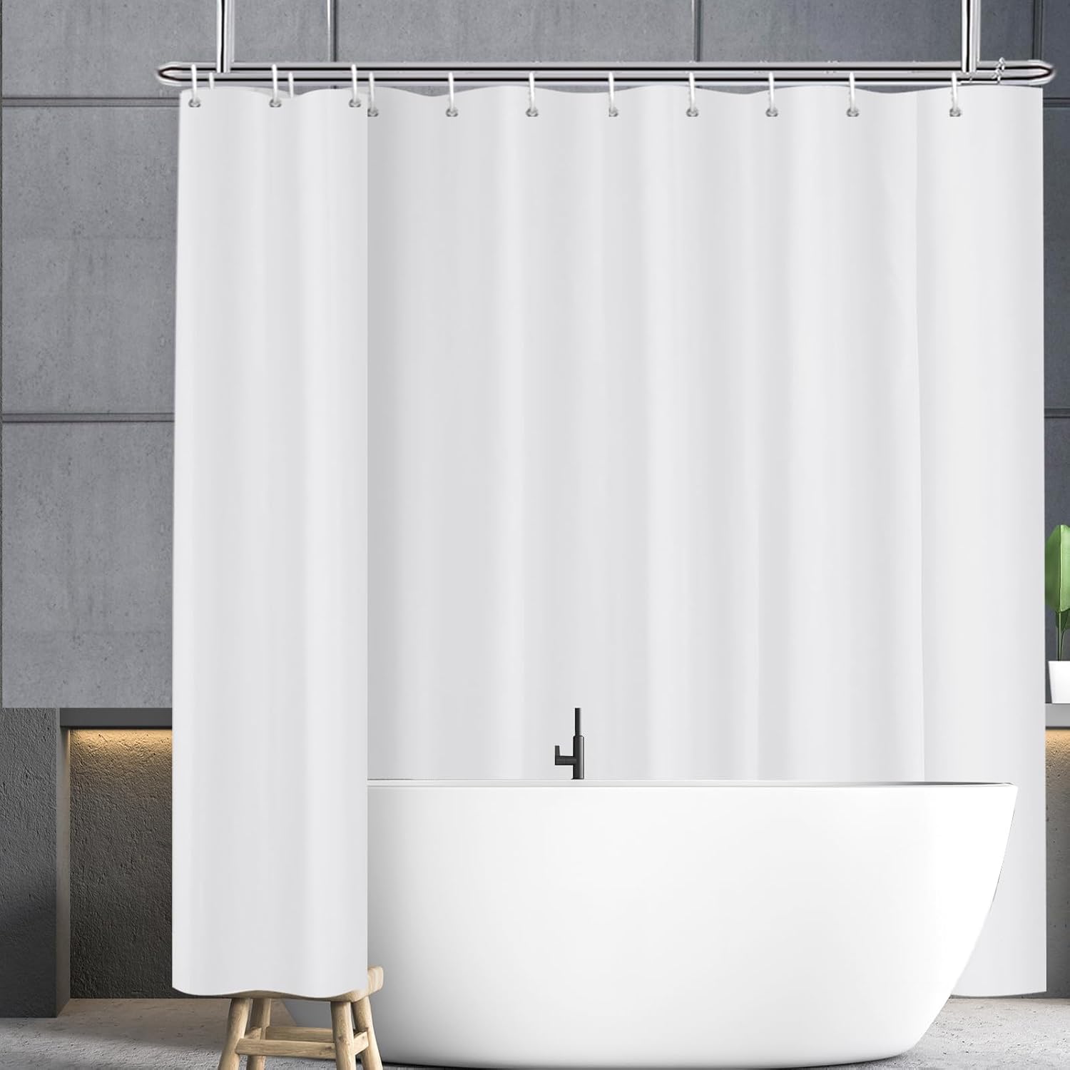 Cortina de ducha 240x200 blanca, cortina de ducha impermeable, antimoho ...