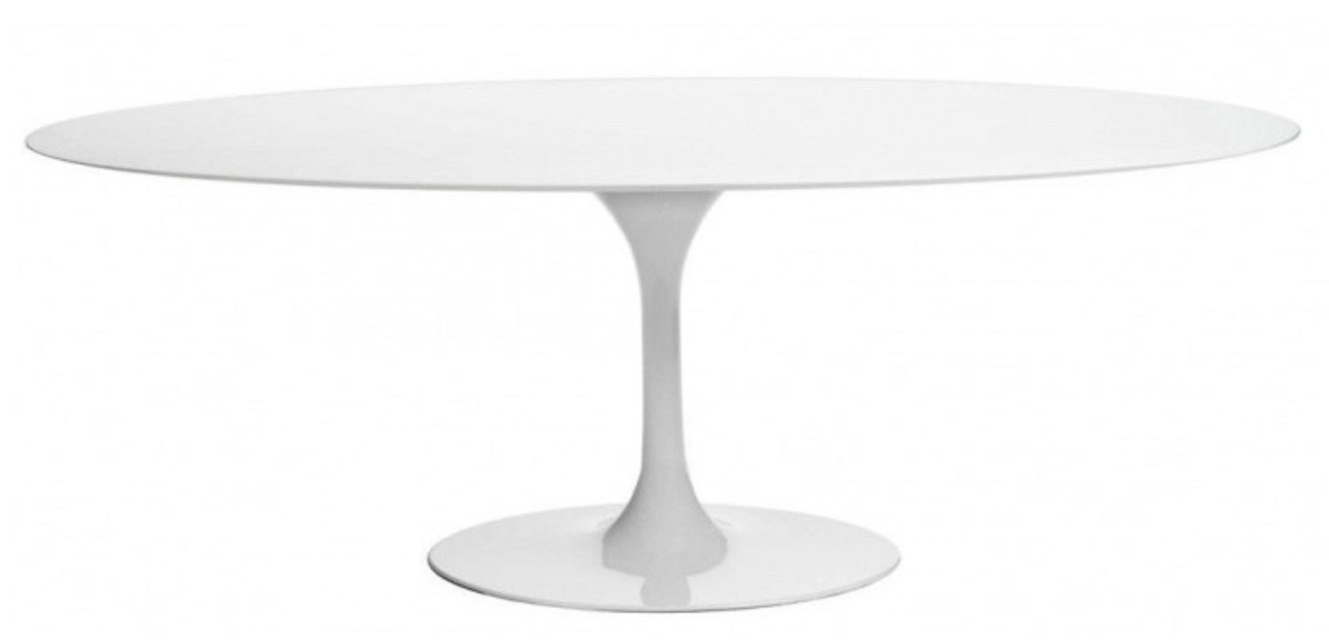 Table tulipe ovale extensible-Plateau Blanc mat-Largeur 160/220 cm ...