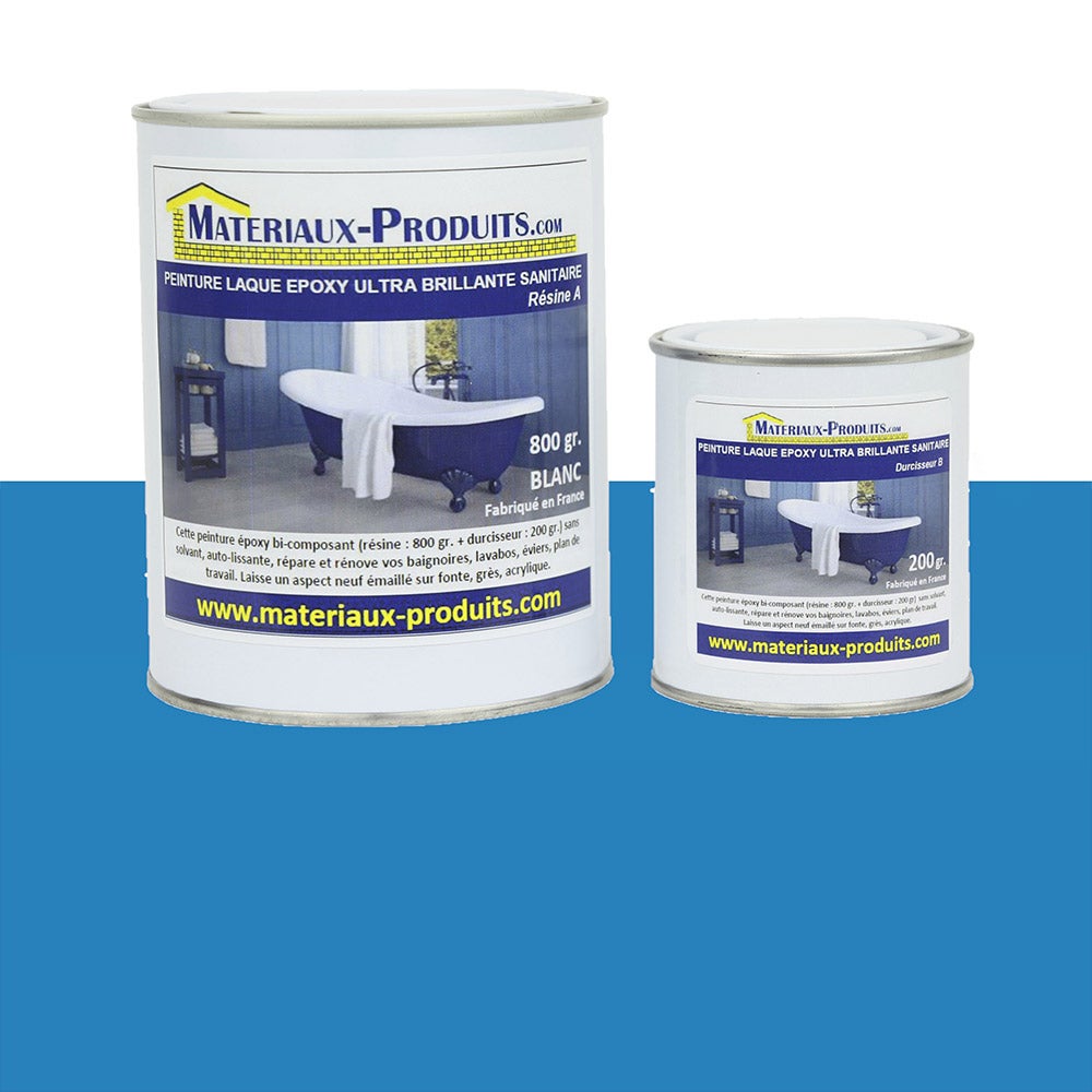 Peinture laque époxy salle de bain Kit de 1 Kg Bleu France RAL 5012 ...