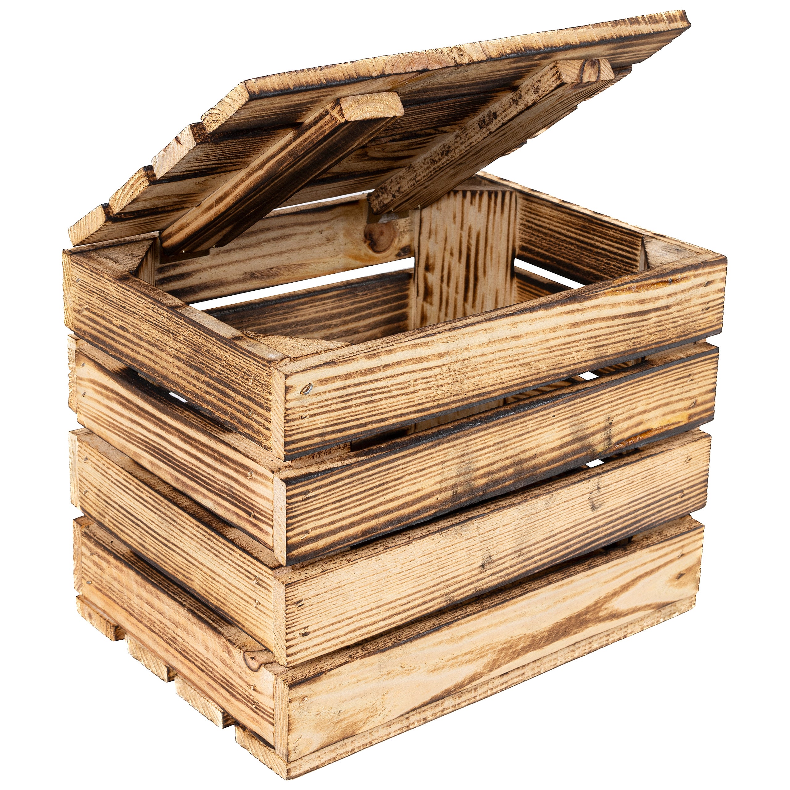 Creative Deco Grande Boite Rangement en Bois Flammé | 27,5 x 20 x 21,5 ...