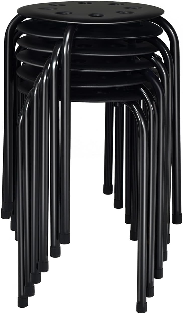 Lot de 6 Tabourets Empilables, Tabourets de Bars Ronds Structure en ...