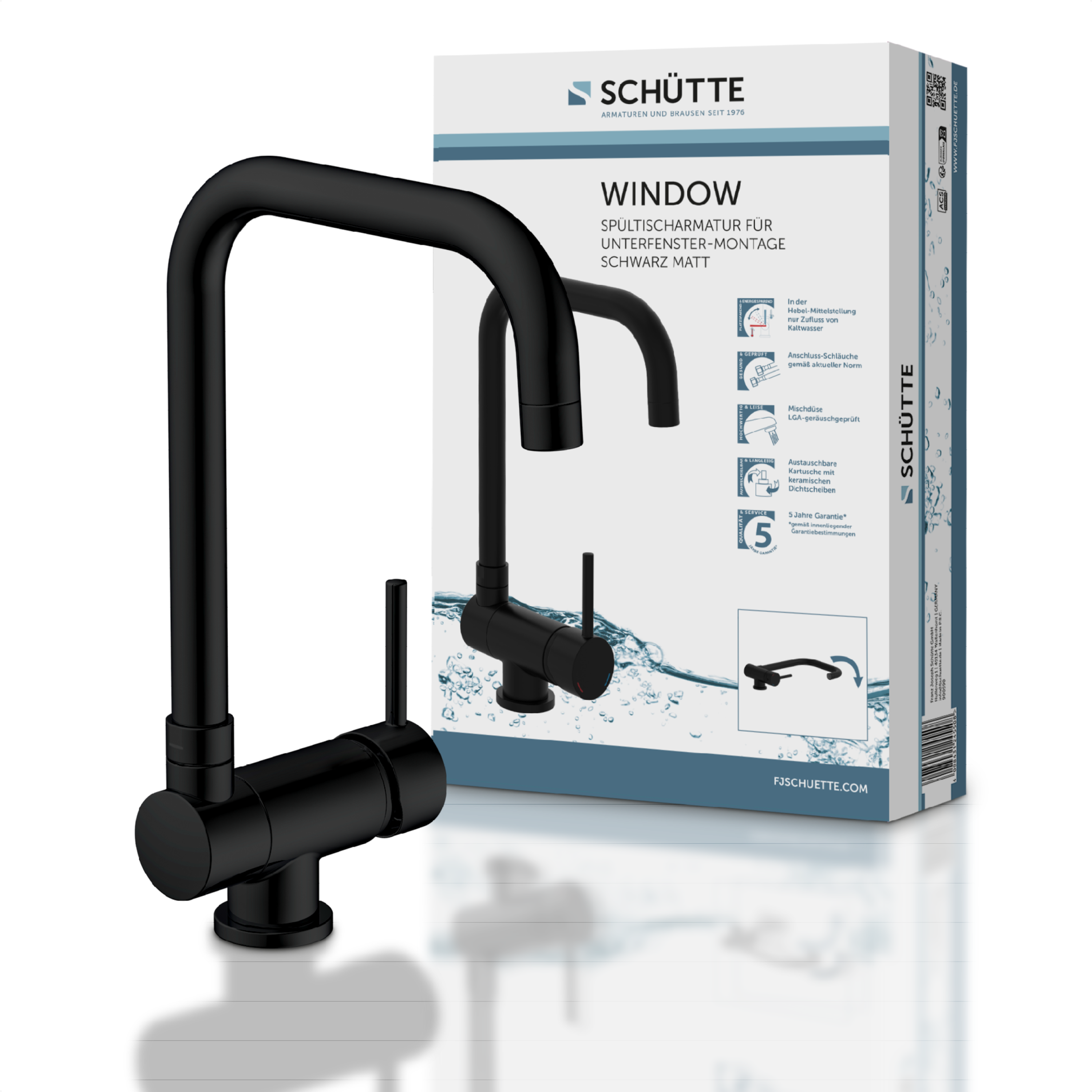 Robinet rabattable Schütte WINDOW noir mat | Leroy Merlin