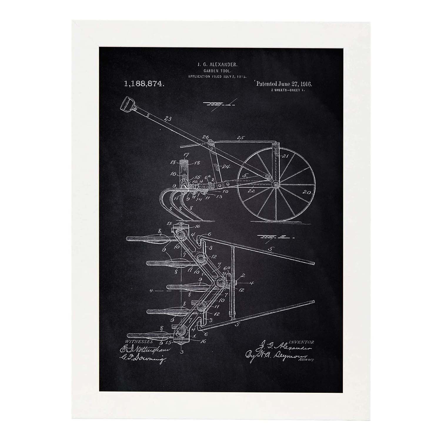 Affiche De Brevet Brevet. Perte Avec Old Patent Design Black Cadre A4 ...