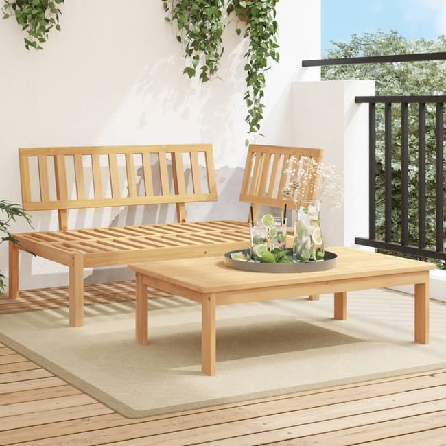 VidaXL Set de sofás de palets de jardín 2 pzas madera maciza de acacia ... VidaXL Set de sofás de palets de jardín 2 pzas madera maciza de acacia ...
