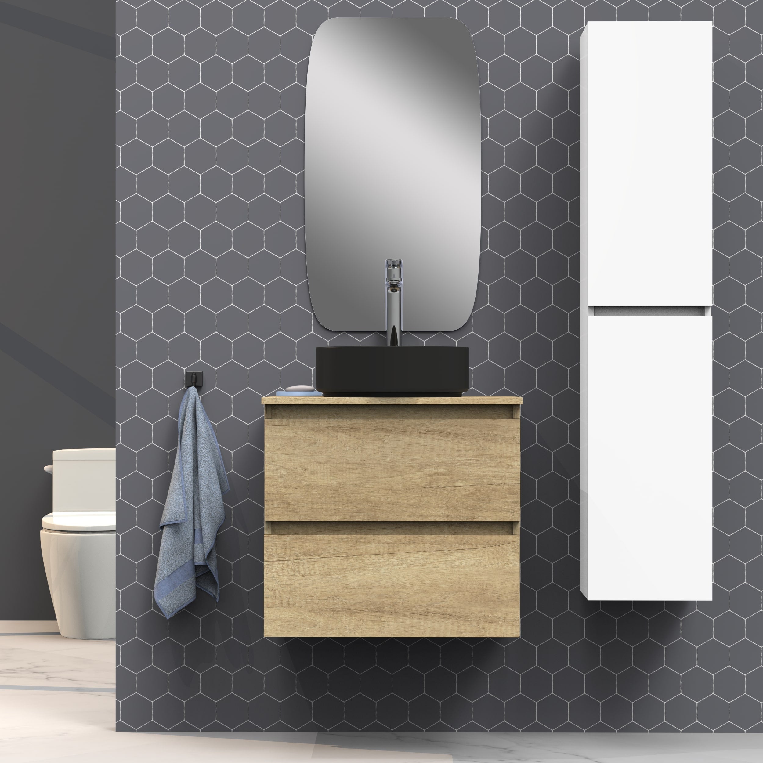 CONJUNTO DE BAÑO BLAZE | 70 CM NATURE| DOS CAJONES | LAVABO SOBRE ...