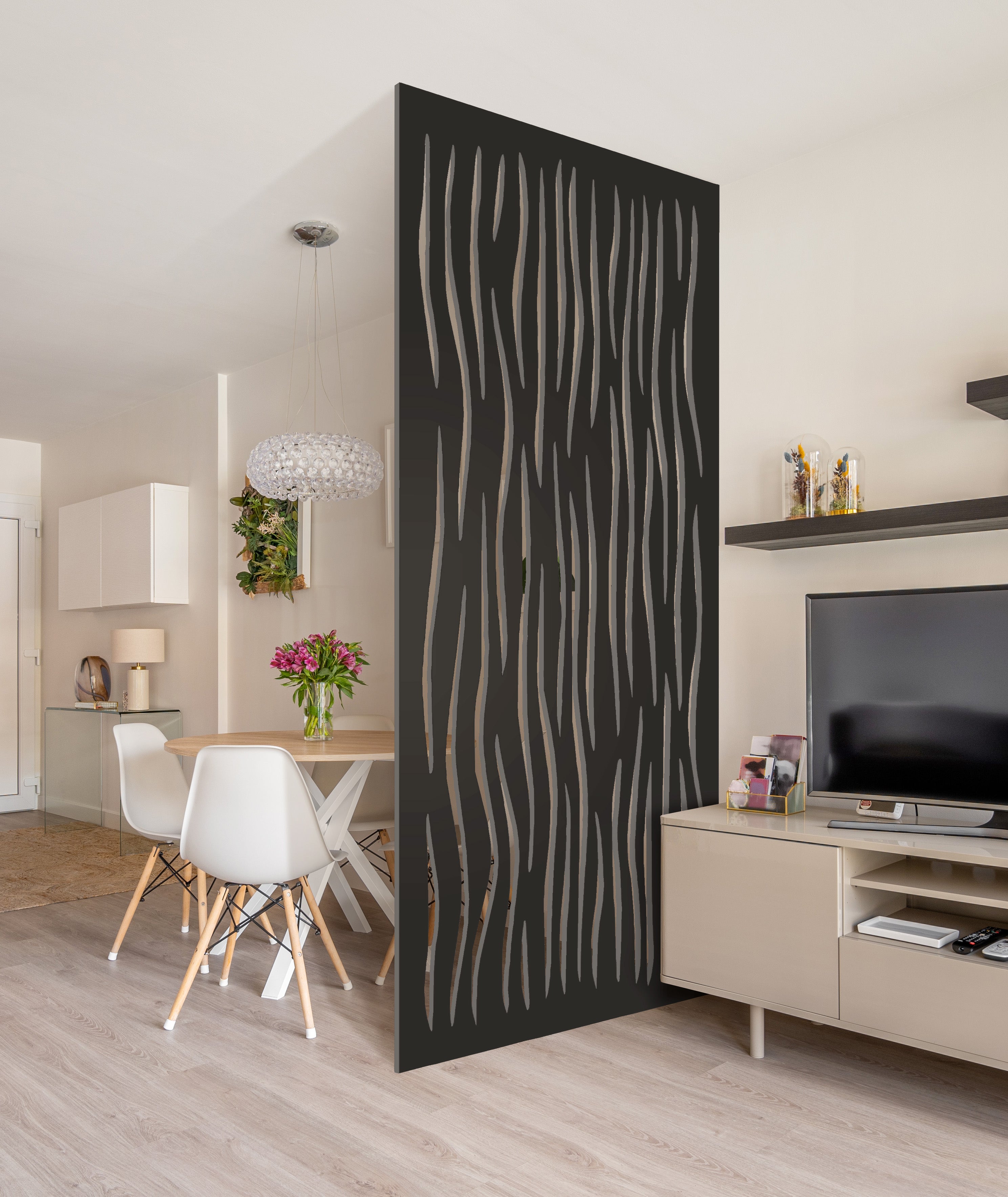 CLOISON DE SEPARATION BOIS TYPE Claustra décorative LIANES MDF Noir ...