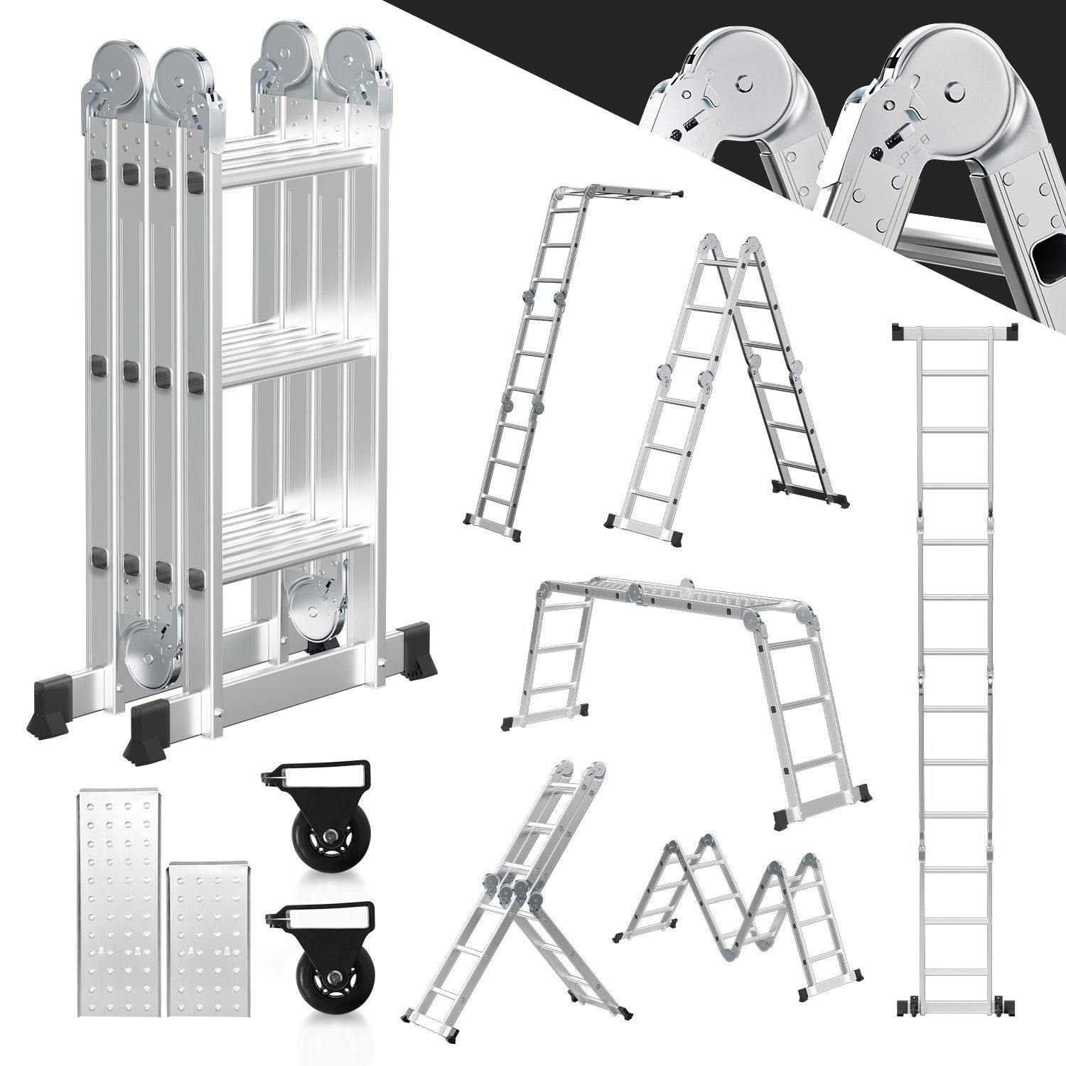 Échelle transformable multifonctions 360cm, 6 en 1 échelle ...