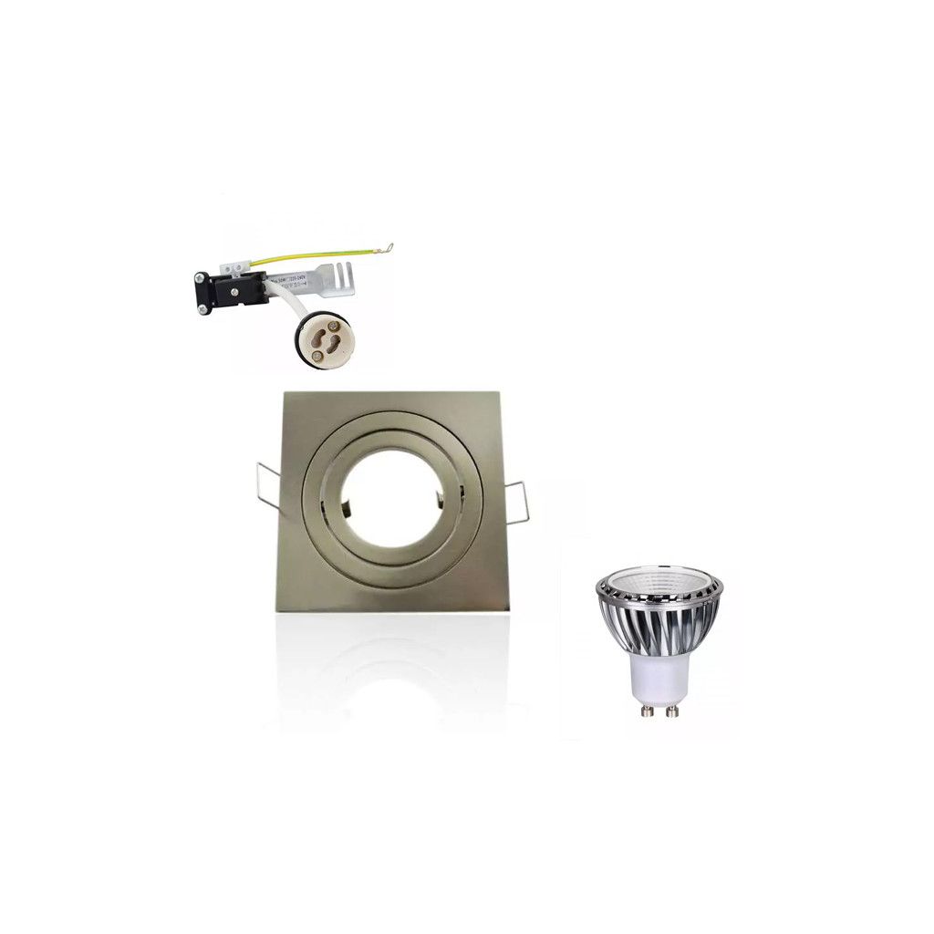 Kit Spot Led Gu10 5w Cob équivalent 50w Encastré Carré Orientable