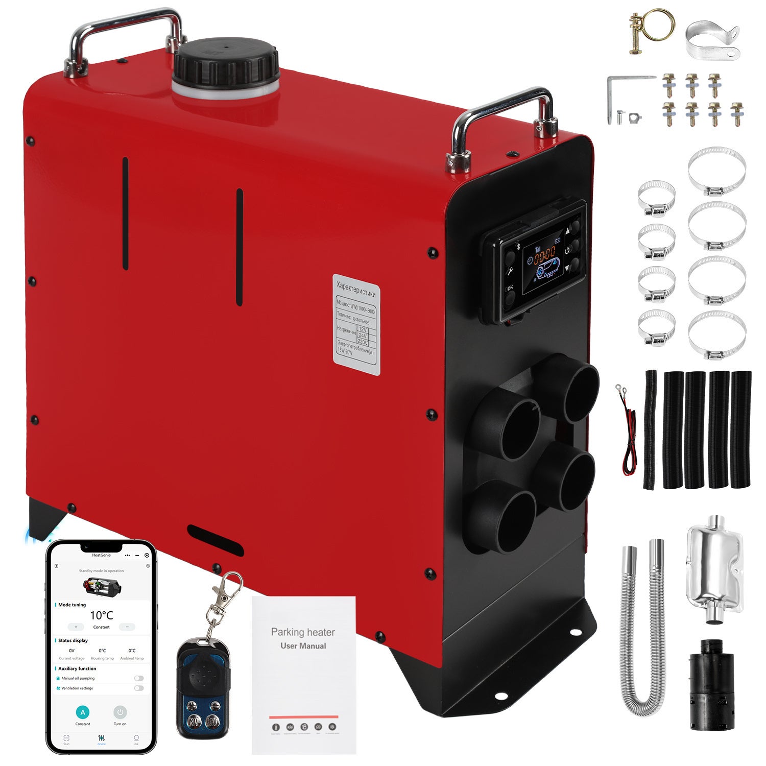 Chauffage à air diesel 12V 8KW, chauffage stationnaire avec Bluetooth ...