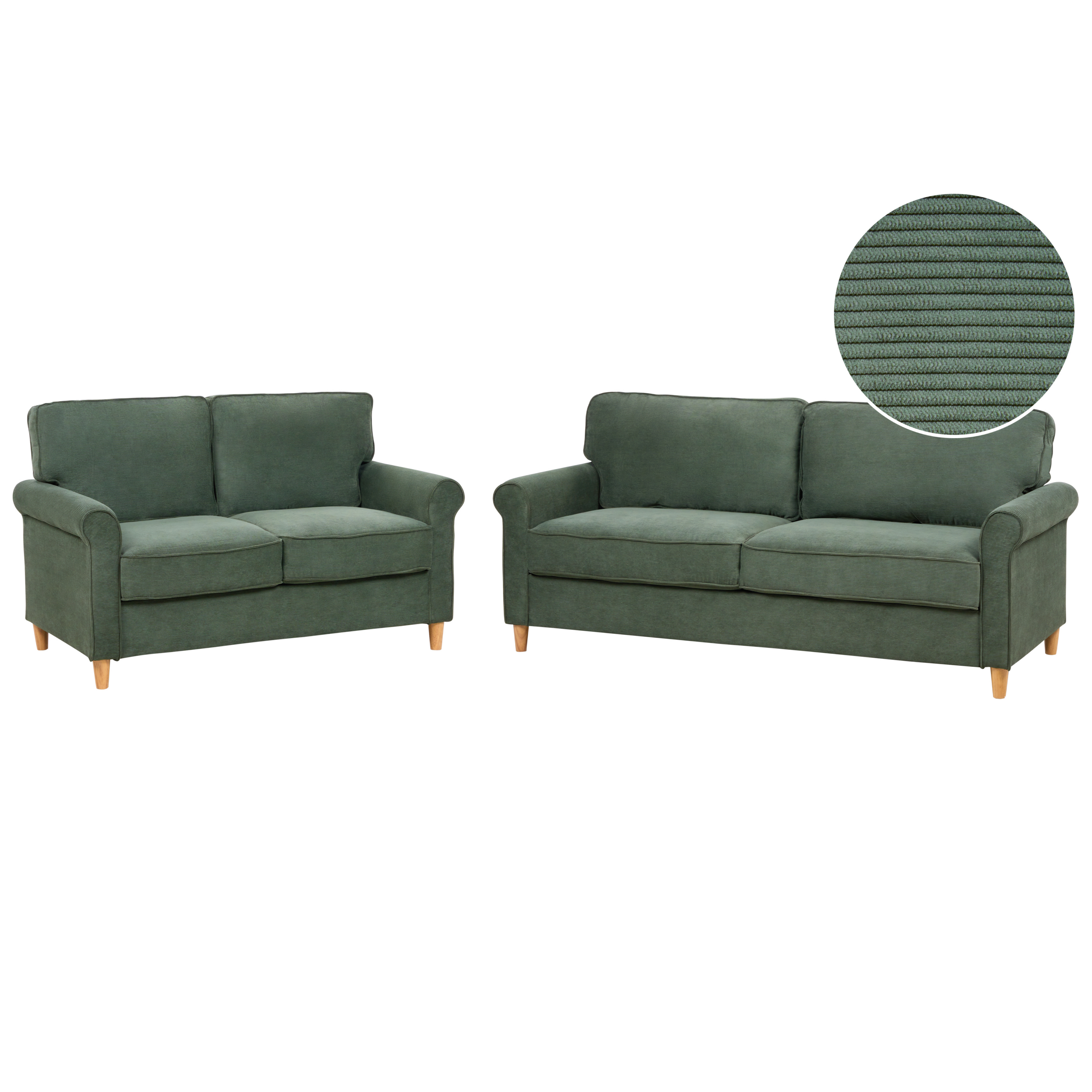Ensemble de salon RONNEBY Velours côtelé Vert foncé 5 places | Leroy Merlin