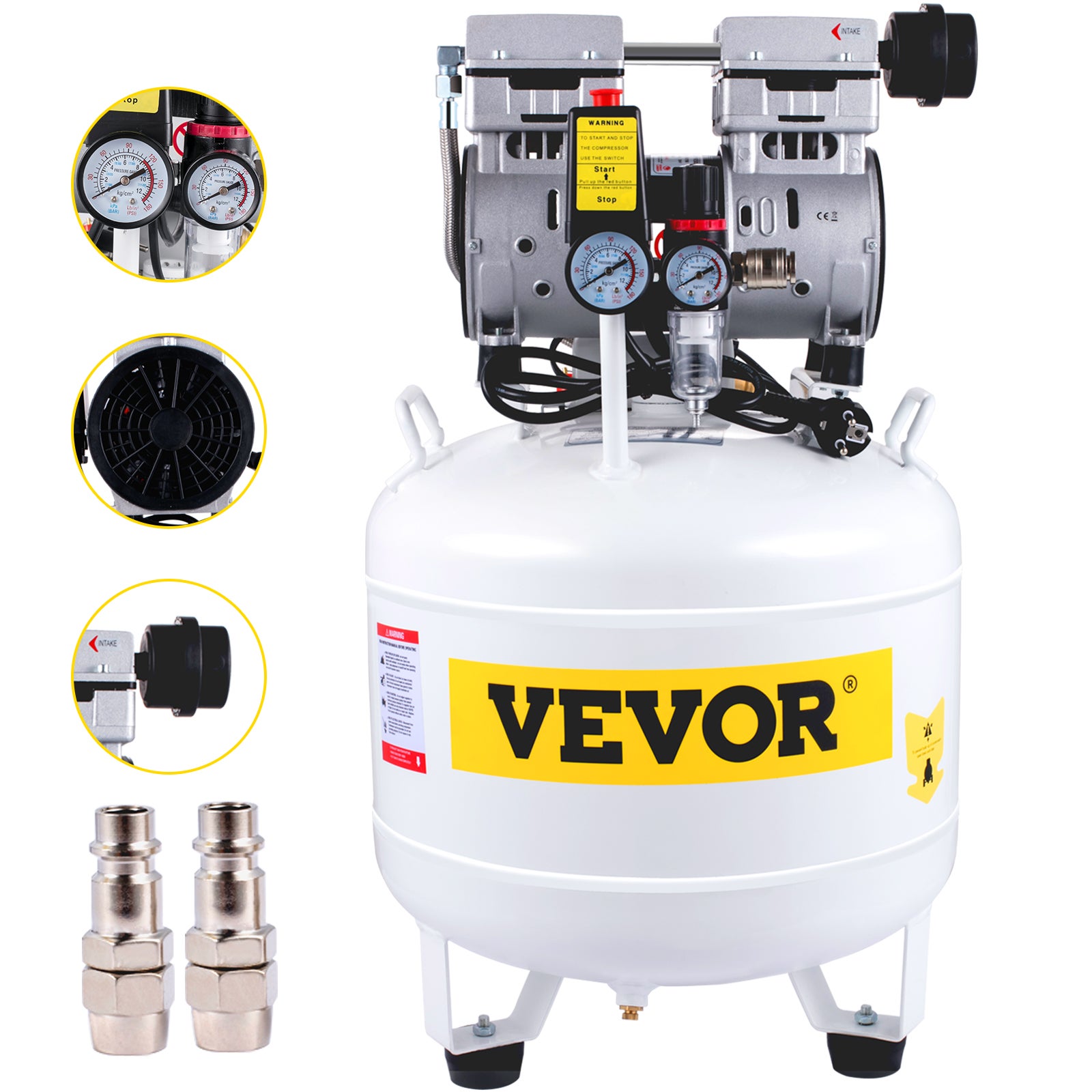 Compresseur deAir VEVOR 40L Compresseur Silencieux sans Huile 750W ...
