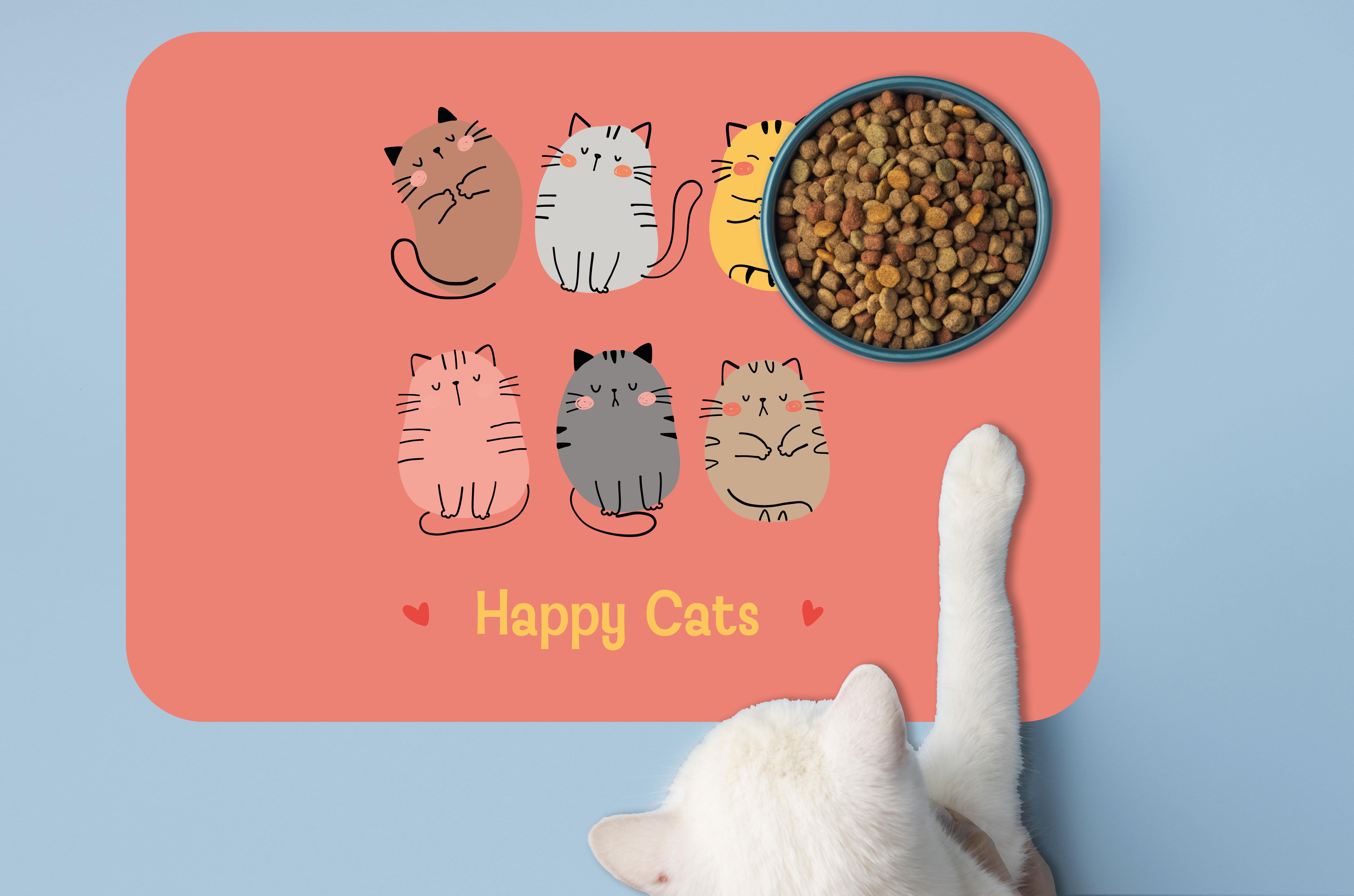 Tapis vinyle gamelle l.35 x L.49,5 cm Happy Cats - LA DECO FRANÇAISE ...