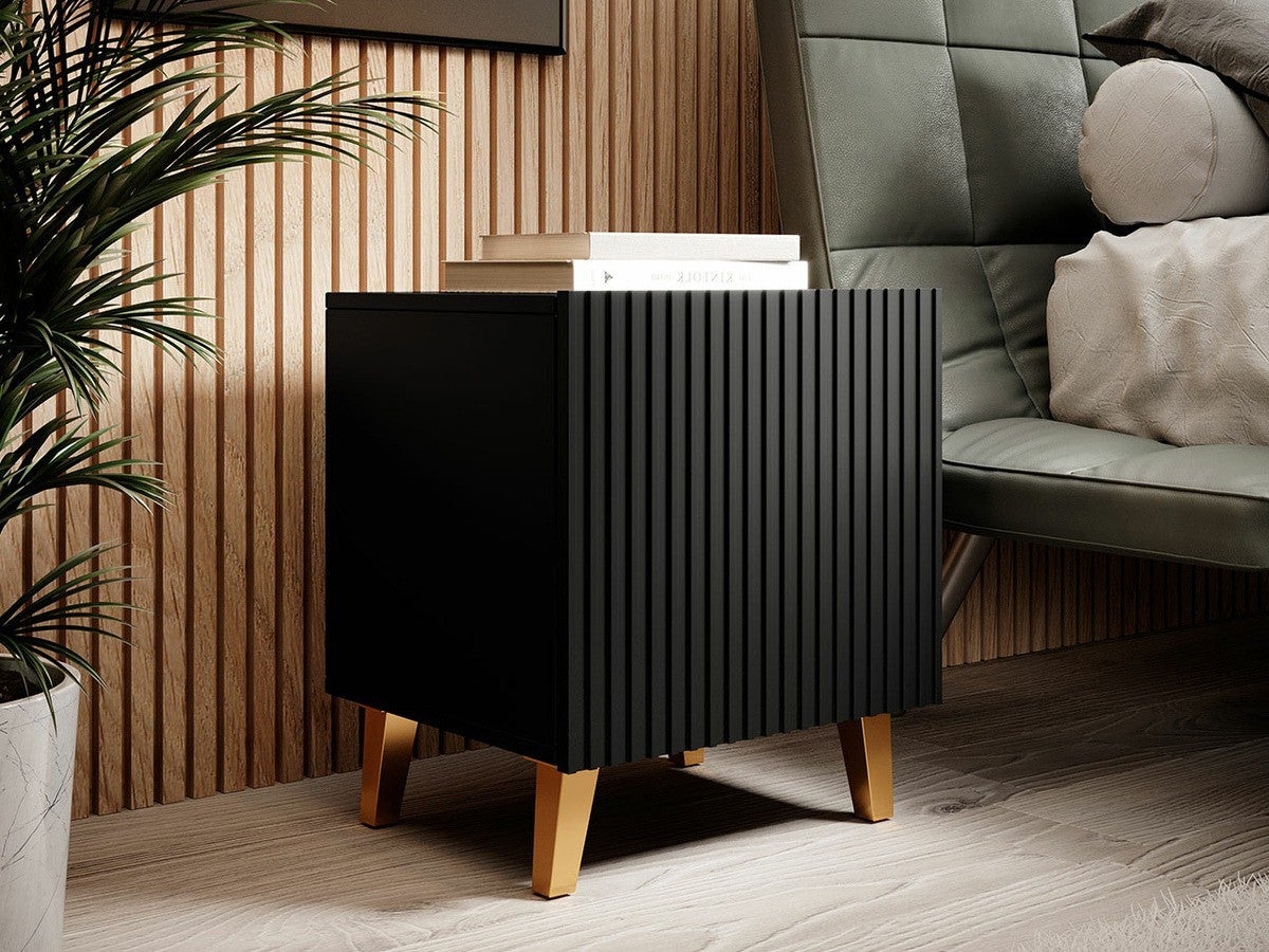 Table de chevet Charlotte H107, Doré, Noir, Le nombre de portes: 1.00 ...