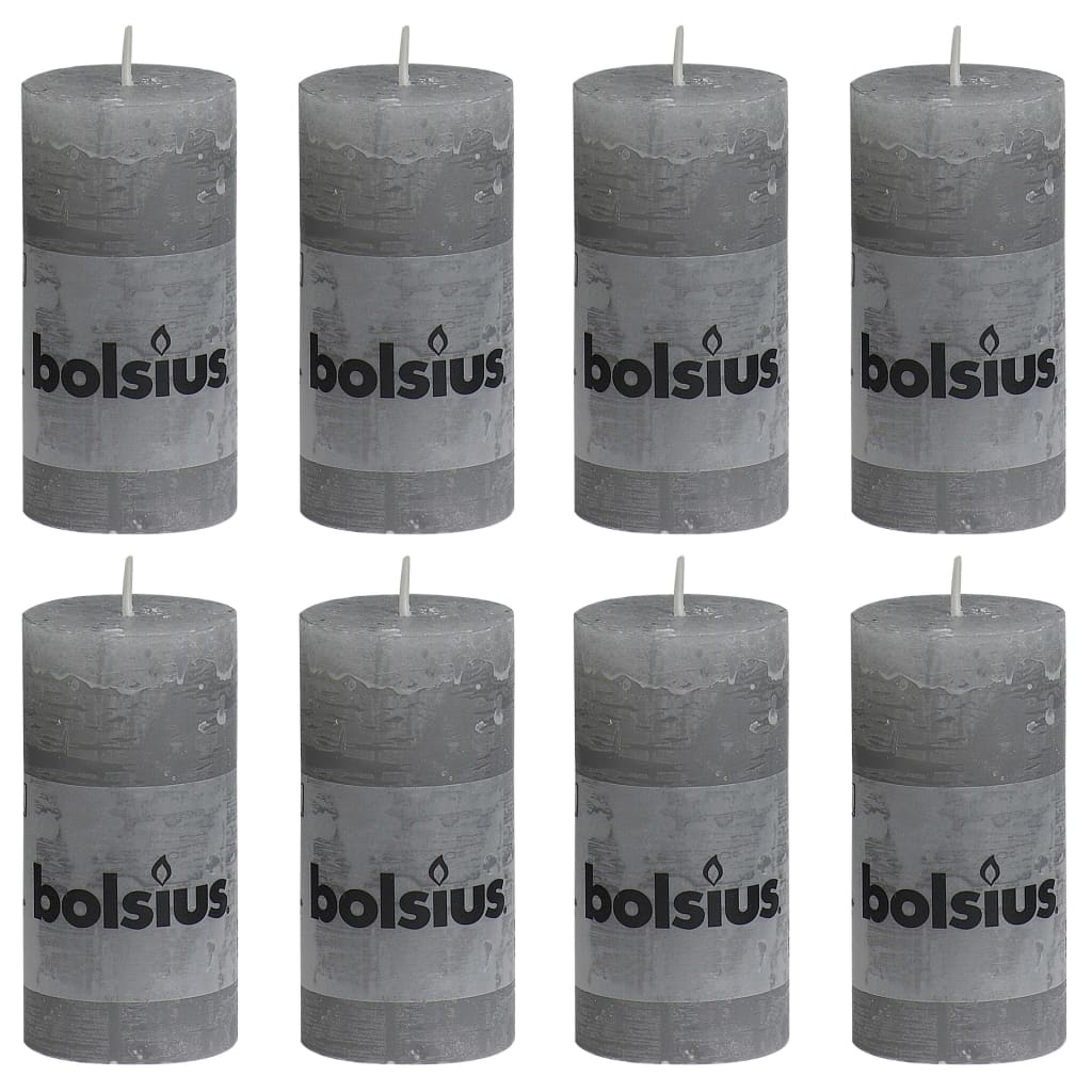 Bolsius Velas rústicas 8 unidades gris claro 100x50 mm | Leroy Merlin