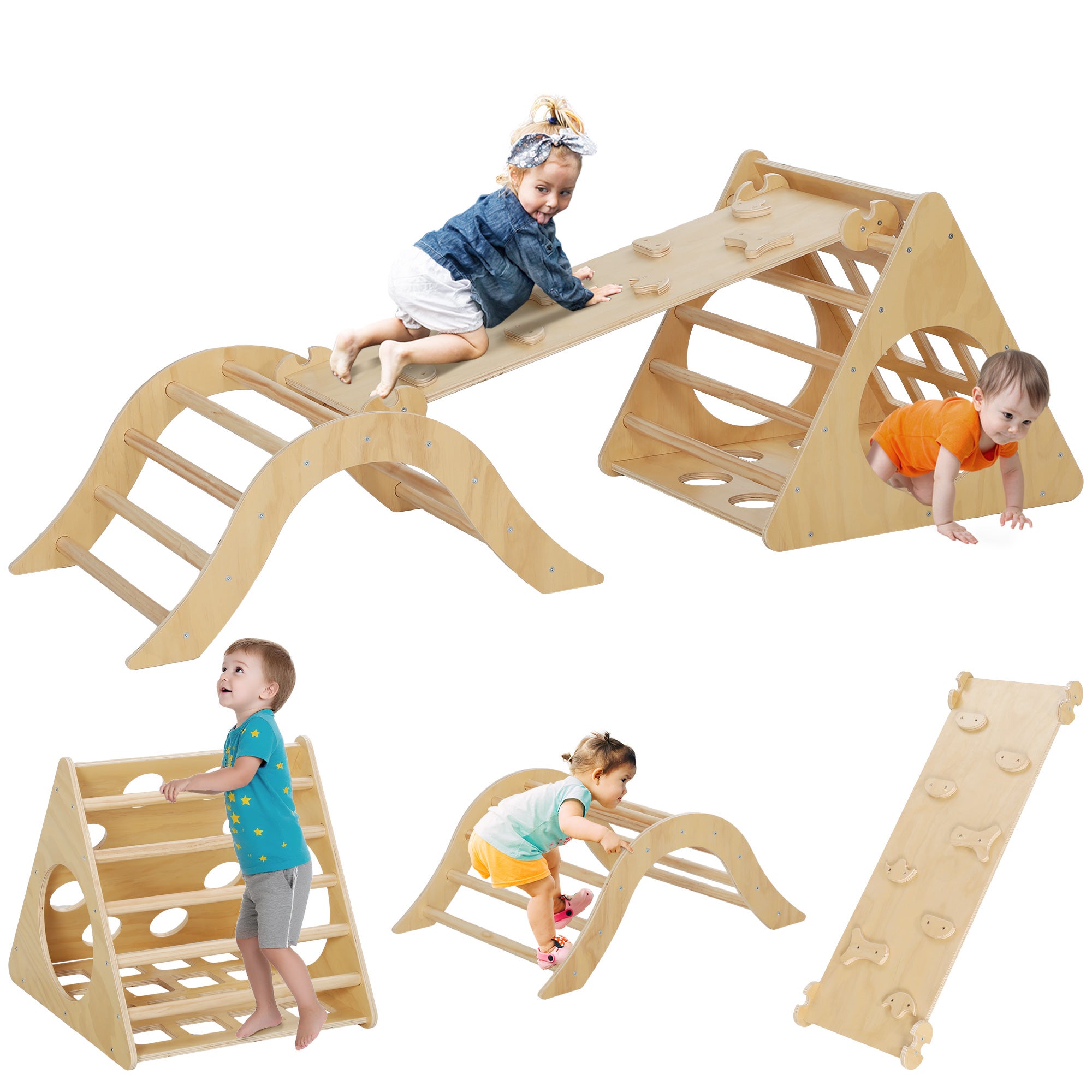 Grimpeur pour enfants AIYAPLAY Planche de pin multicouche Bois naturel ...